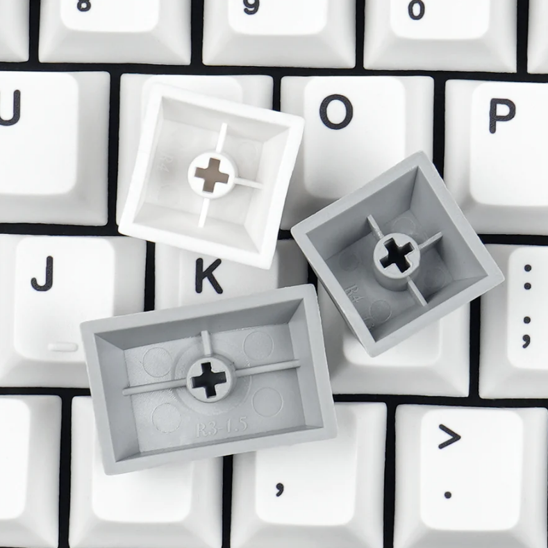 Grey & White Dye-Sublimated Cherry Profile ISO Keycap Set (121 Keys ...