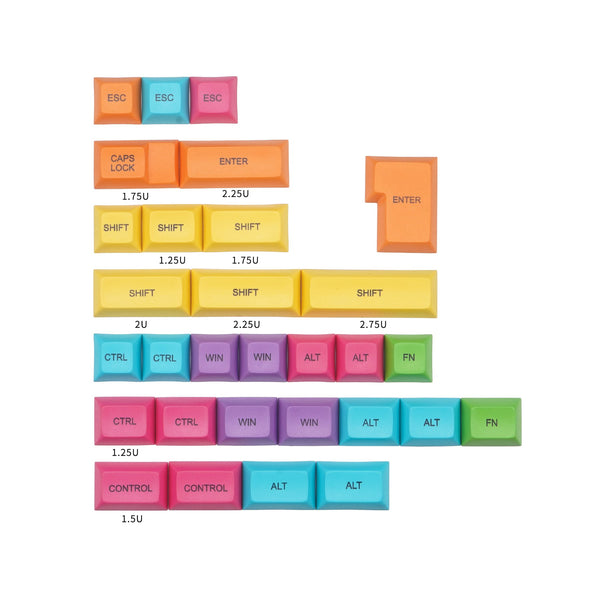 Multi-Coloured DSA Keycap Set (30 Keys) - Mechbox Ltd